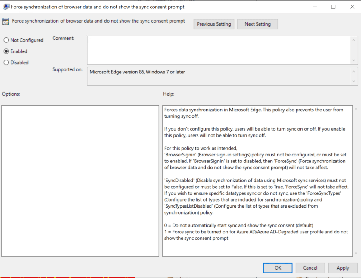 Enable/Disable Microsoft Edge enterprise sync – Steven's Event Log