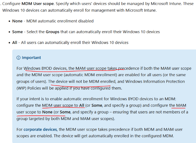 Windows Enrollment-COBO-MDM [Mobile Device Management] User Scope ...