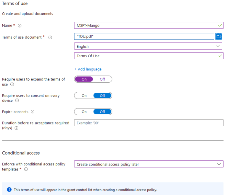 Conditional Access – Terms of Use – Steven's Event Log